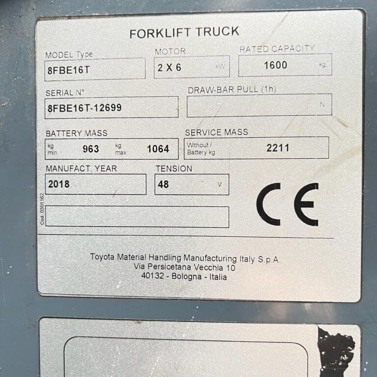 TOYOTA 8FBE16T USED 3 WHEEL ELECTRIC FORKLIFT - 4000MM LIFT (#5147)