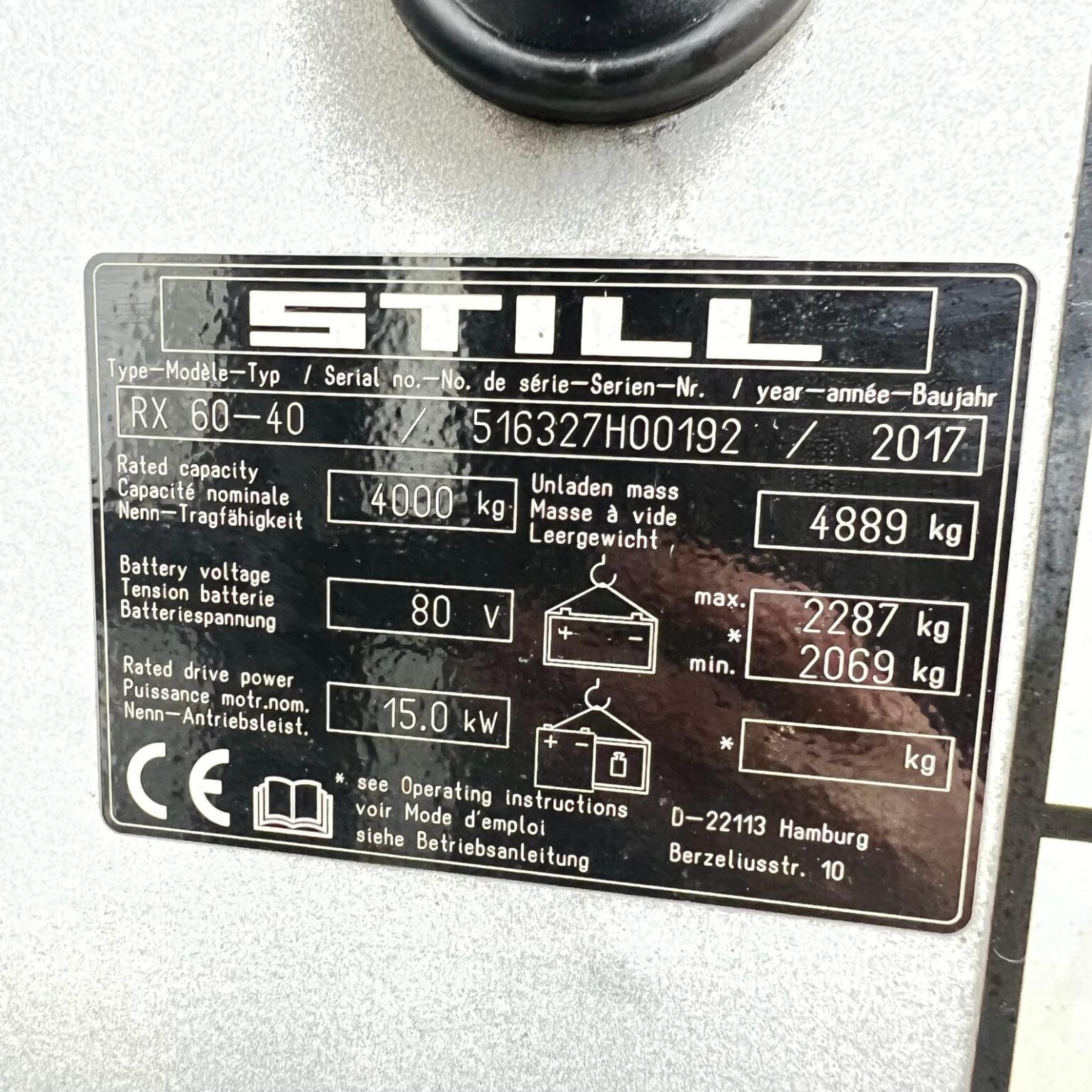 STILL RX60-40 USED 4 WHEEL ELECTRIC FORKLIFT - 5100MM LIFT - FULL CAB ...
